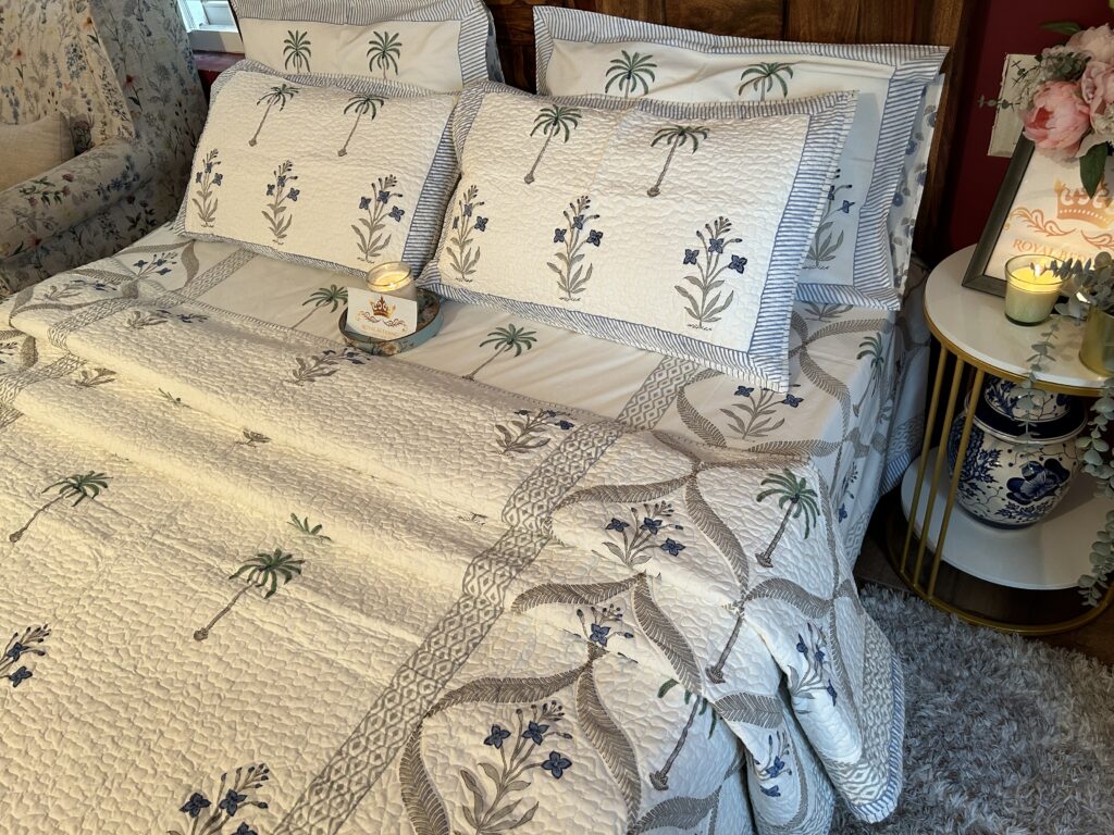 “Blue Grey Palm Jaal” – Royal Bedding Heritage